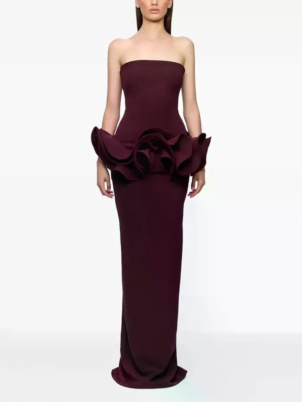 ANA RADU Strapless Ruffled Maxi Dress