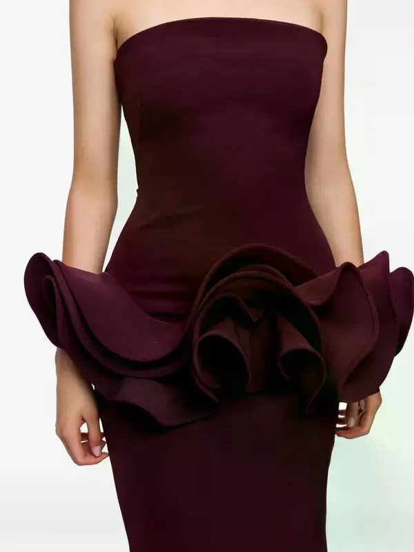 ANA RADU Strapless Ruffled Maxi Dress