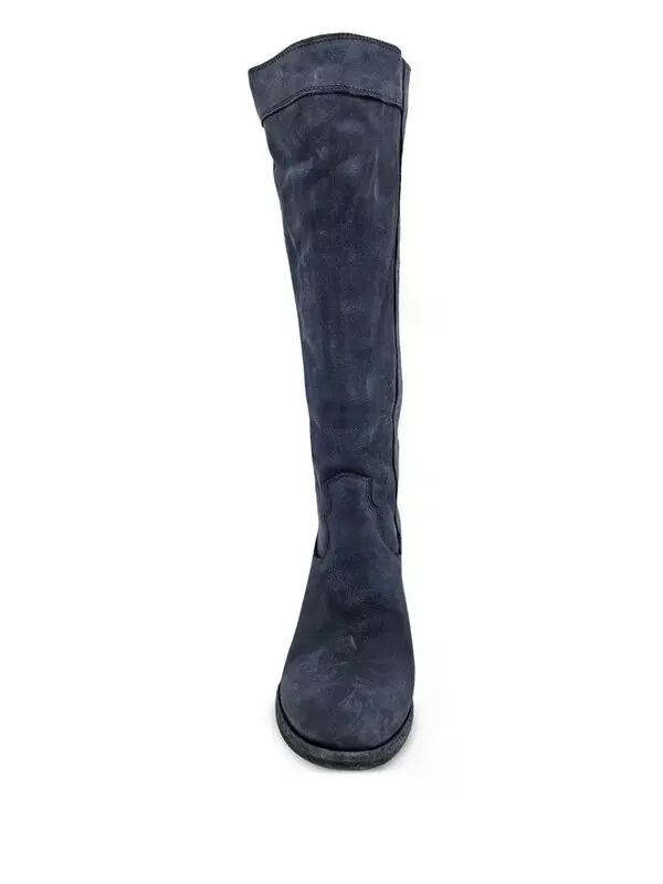 MADISON MAISON 57mm Washed-effect Leather High Boots - Blue