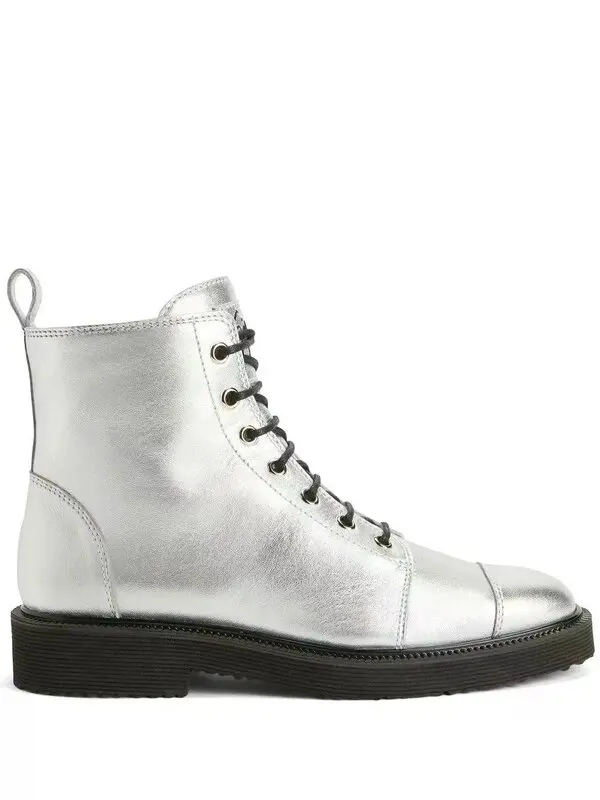 GIUSEPPE ZANOTTI Thora Lace-up Ankle Boots - Silver