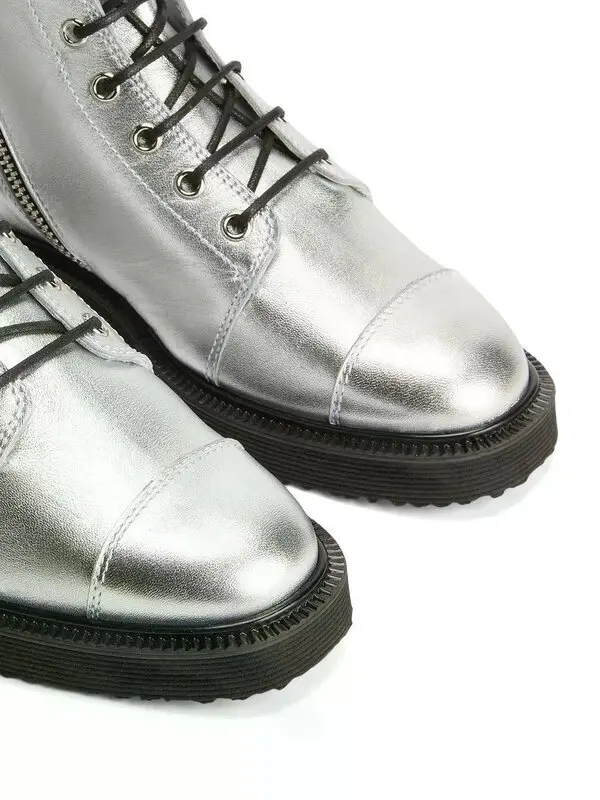 GIUSEPPE ZANOTTI Thora Lace-up Ankle Boots - Silver