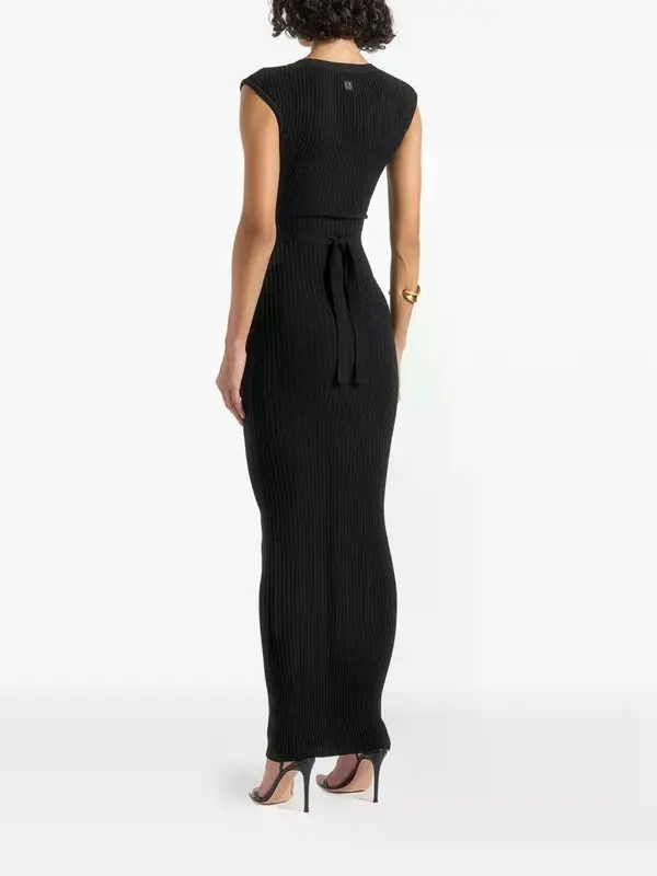 Manière De Voir Helene Belted Knit Maxi Dress - Black
