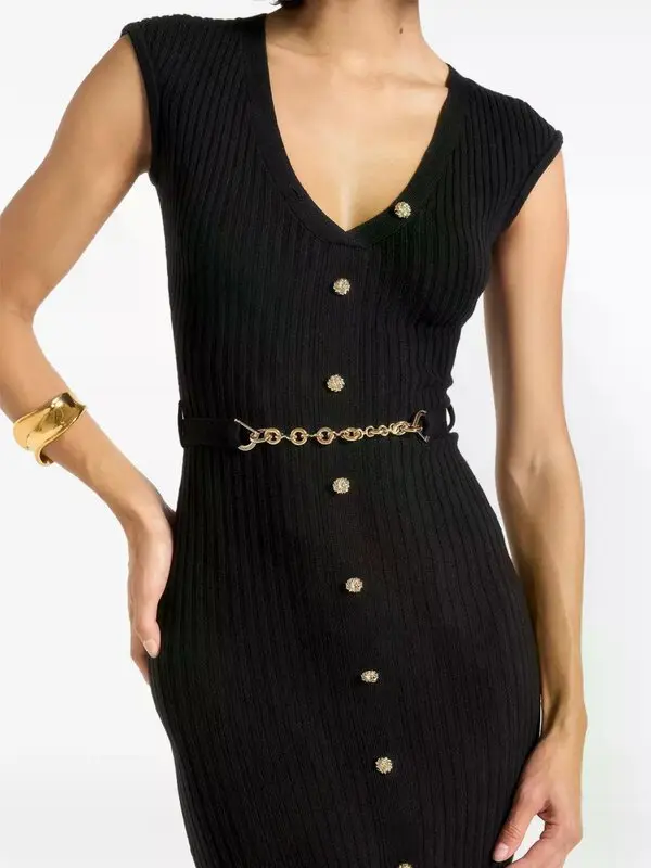 Manière De Voir Helene Belted Knit Maxi Dress - Black