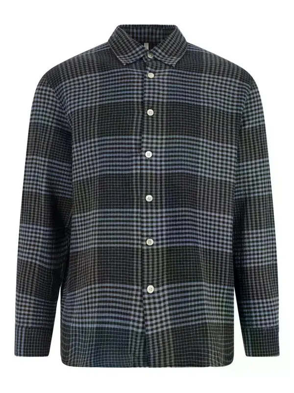 SUNFLOWER Checked Long-sleeved Shirt - Black