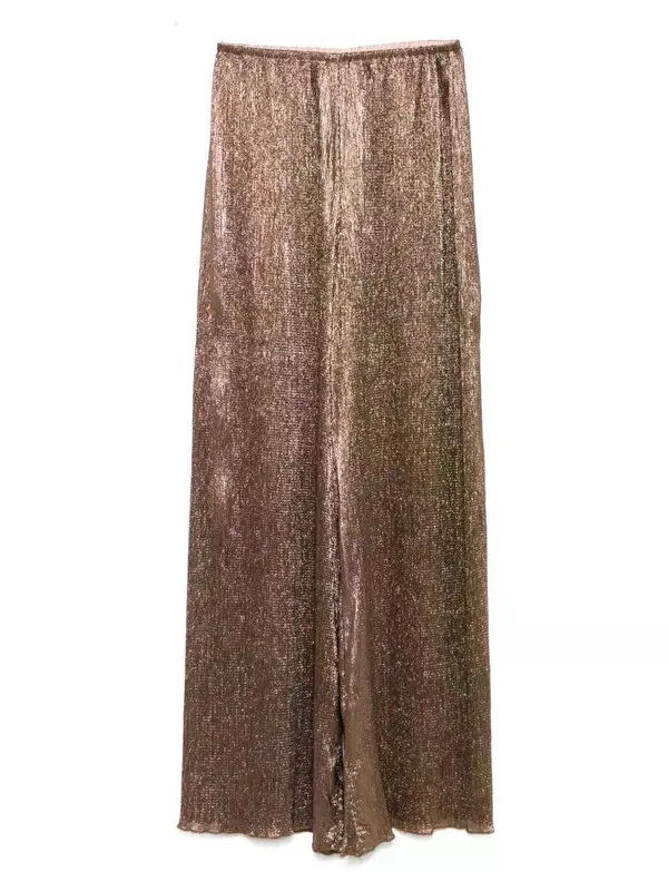 FORTE_FORTE Metallic Threading Flared Trousers - Brown