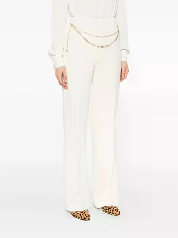 TWINSET High Waist Chain Detail Trousers - Neutrals