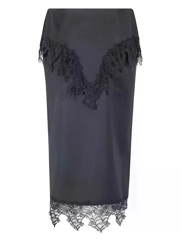 Blumarine Lace Trimmed Pencil Midi Skirt
