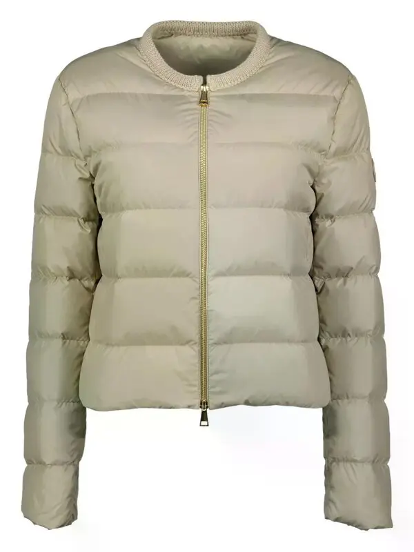 Moncler Quilted Zip-up Padded Jacket With Knitted Collar