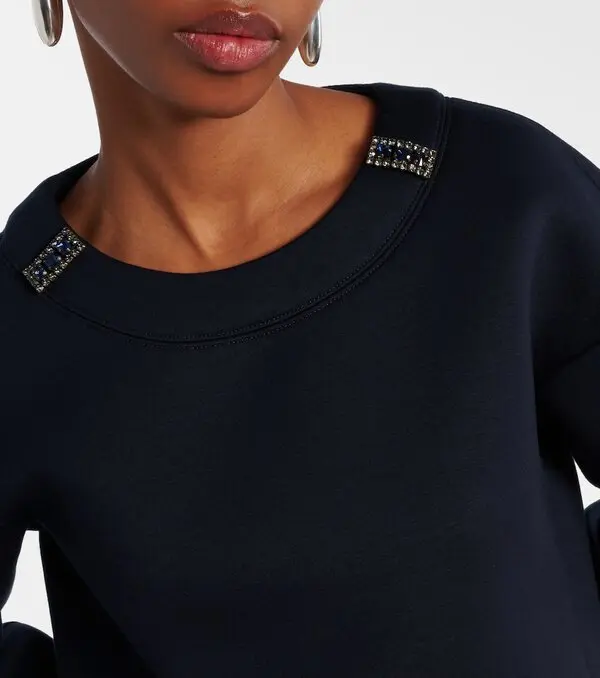 Max Mara Embellished Jersey Sweatshirt - Blue