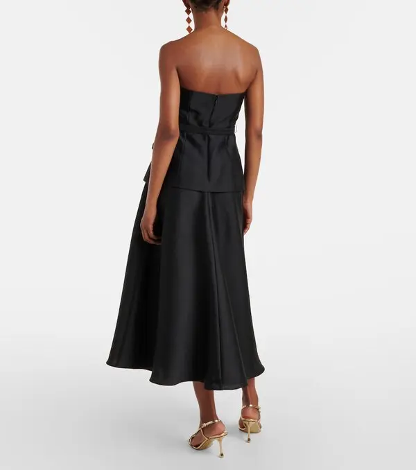 SELF-PORTRAIT Embellished Belted Midi Dress - Black
