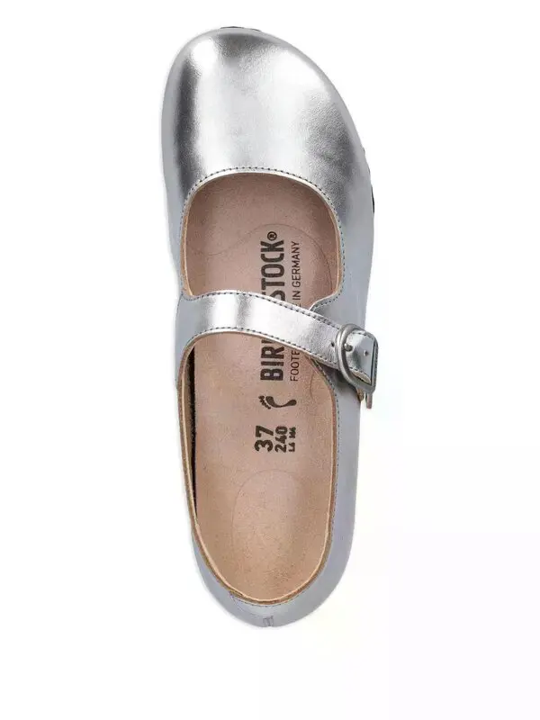 BIRKENSTOCK Metallic Effect Leather Mary Jane Flats