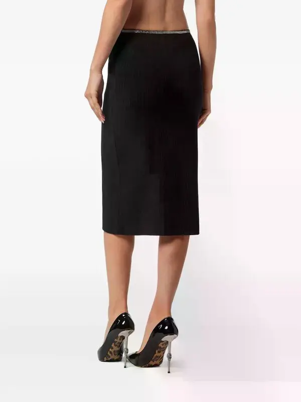 Philipp Plein Embroidered Logo Midi Skirt
