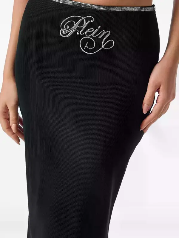 Philipp Plein Embroidered Logo Midi Skirt
