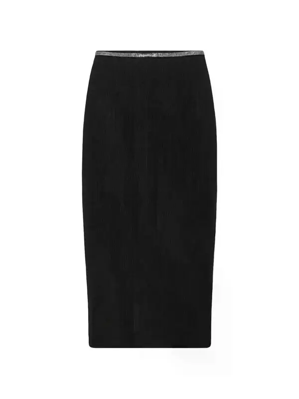Philipp Plein Embroidered Logo Midi Skirt - Black