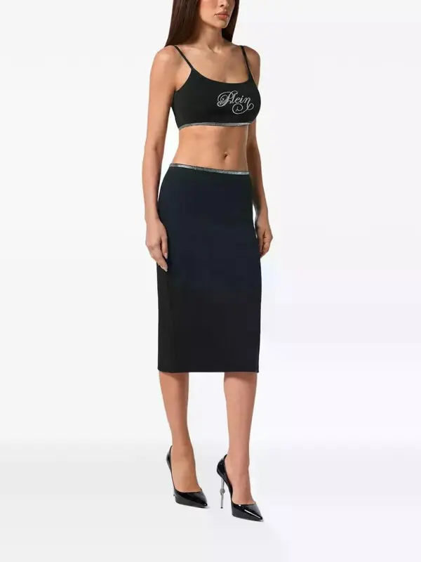 Philipp Plein Embroidered Logo Midi Skirt