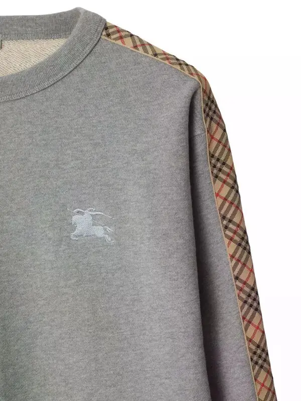 Burberry Check-trimmed Cotton Sweatshirt - Grey
