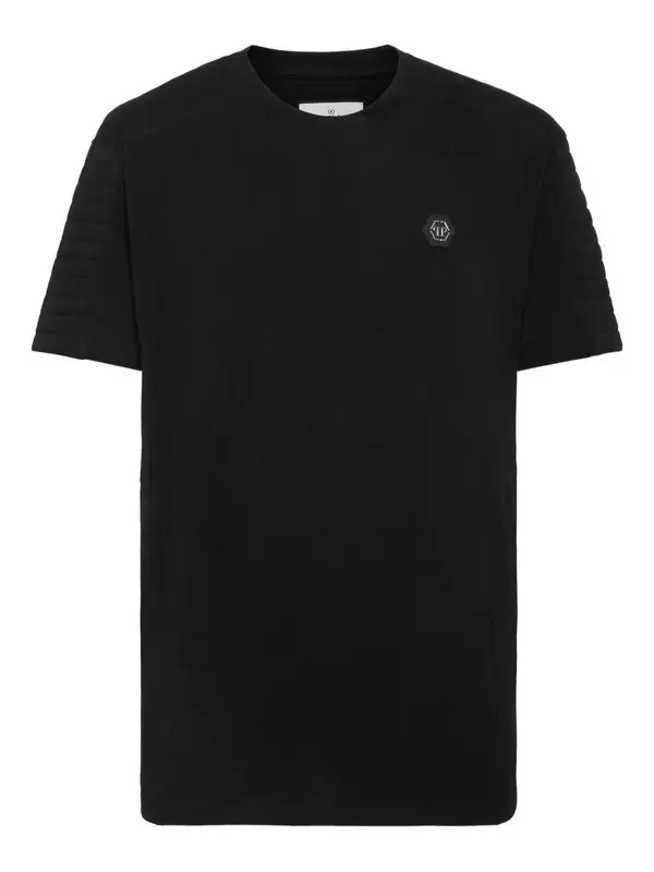 Philipp Plein Quilted-panel Round-neck T-shirt - Black