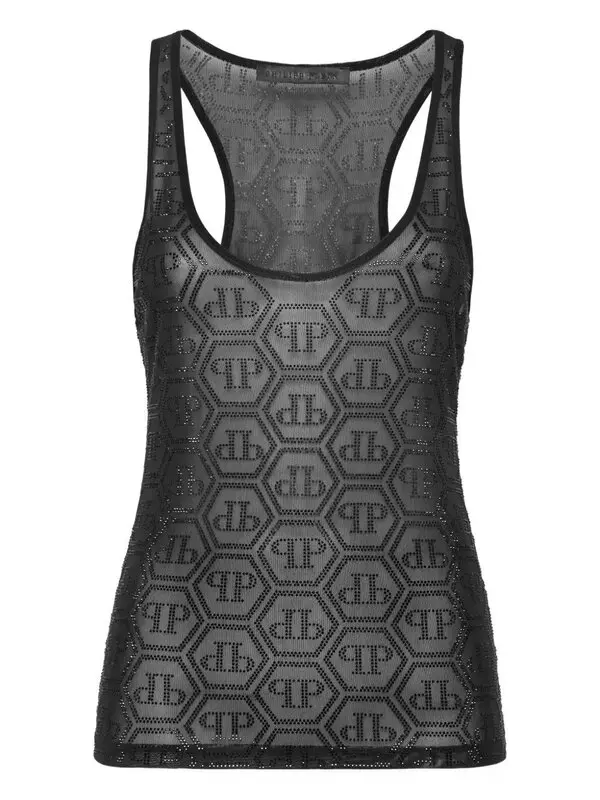 Philipp Plein Monogram Strass Racerback Tank Top