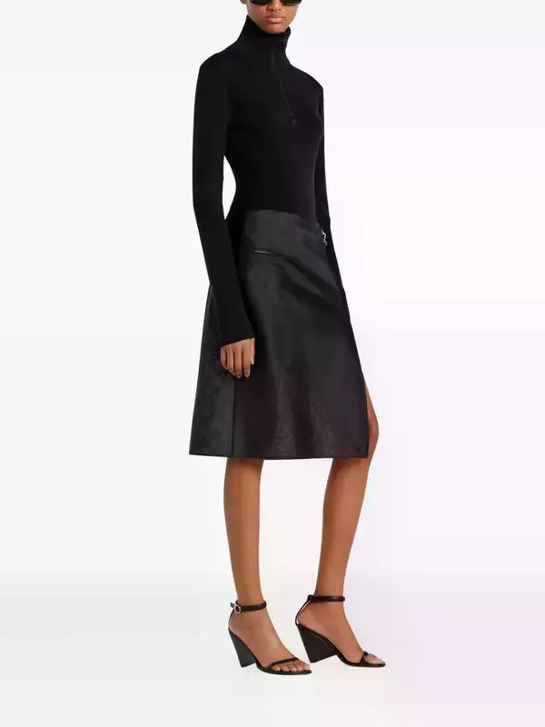 COURREGES Wool Knitted Top With Half Zip And Embroidered Logo