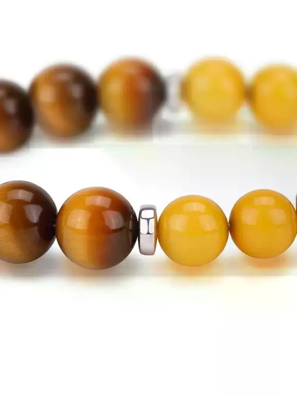 Shanghai Tang Tiger-eye And Amber Bead Bracelet - Silver