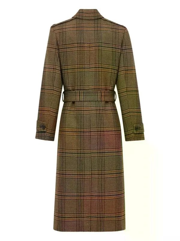Saint Laurent Prince Of Wales Check Belted Coat