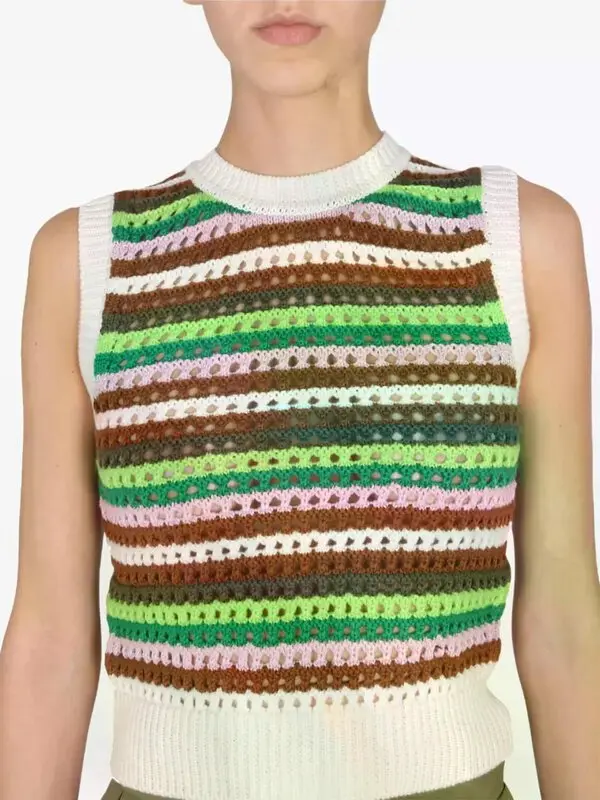 DEPARTMENT 5 Striped Sleeveless Open Knit Top