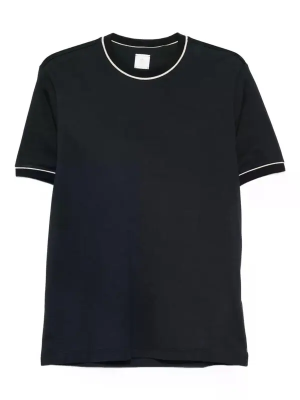 Eleventy Piped-trim Cotton T-shirt - Black