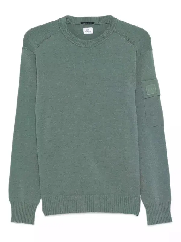 C.P. COMPANY Patch Pocket Crew Neck Sweater - Green