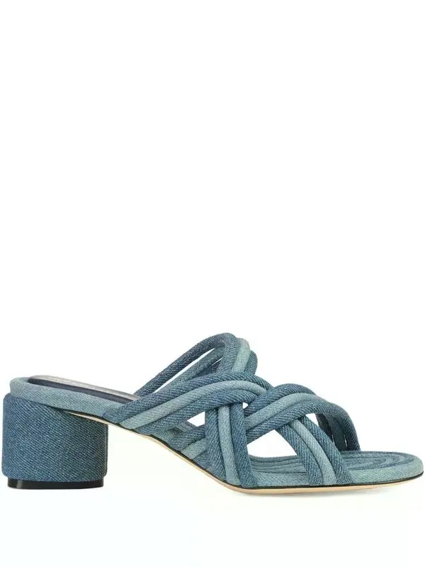 SERGIO ROSSI Denim Knotted Sandals - Blue