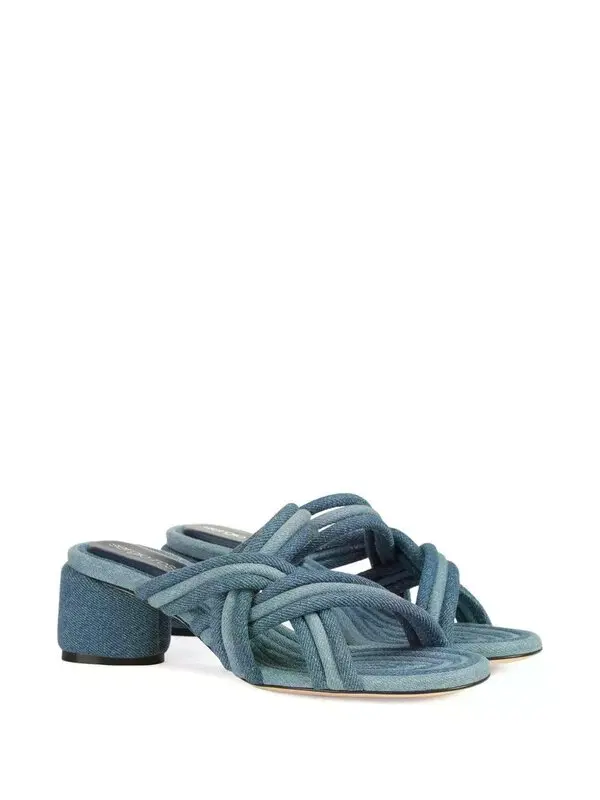 SERGIO ROSSI Denim Knotted Sandals