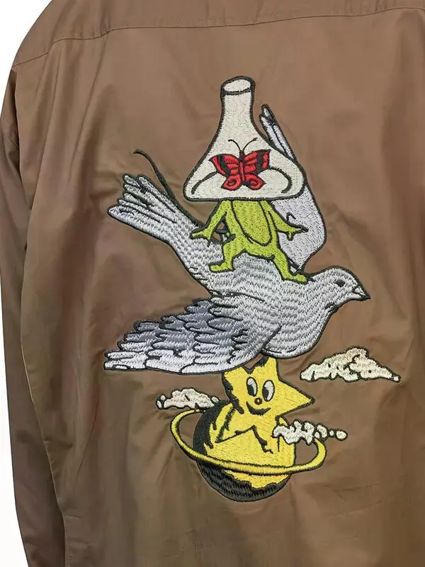 BRAIN DEAD Embroidered-detail Cotton Shirt