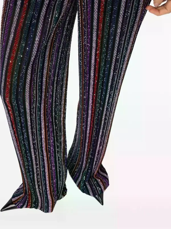 Missoni Sequin-embellished Striped Trousers - Black