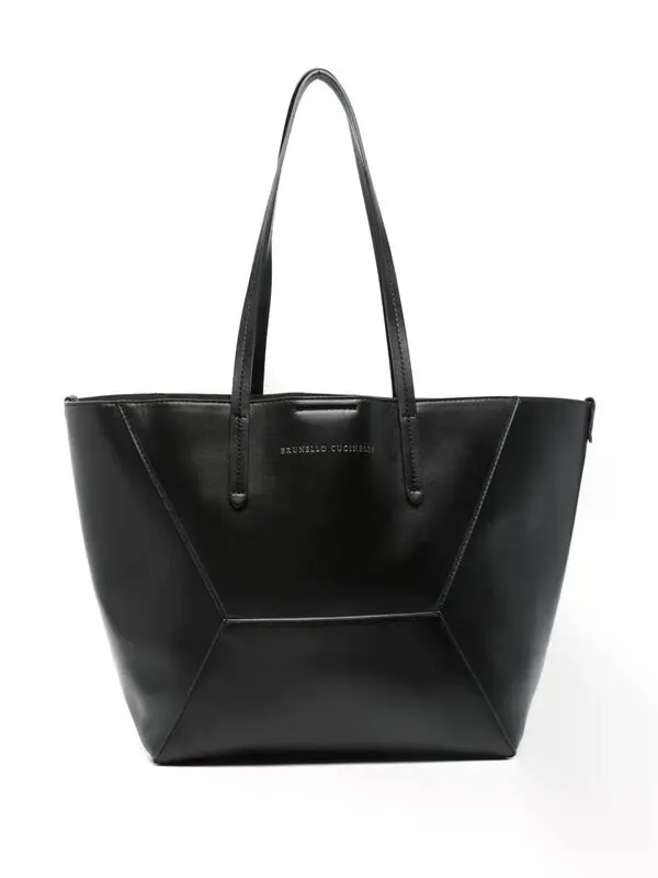 Brunello Cucinelli Panelled Leather Tote Bag - Black