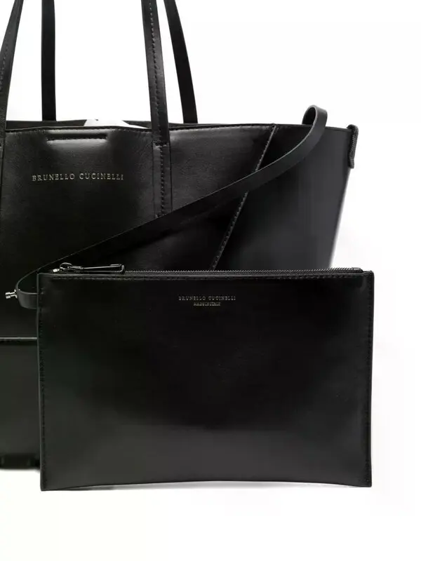 Brunello Cucinelli Leather Tote Bag - Black