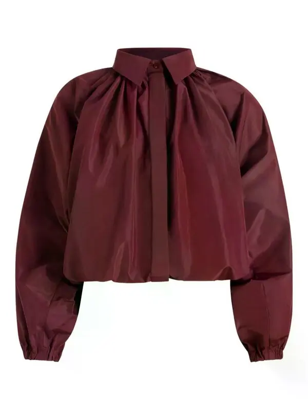 PATOU Burgundy Balloon Sleeve Collared Blouse