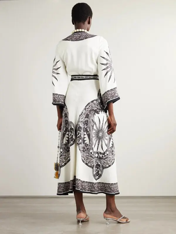 La DoubleJ Printed Crepe Midi Wrap Dress