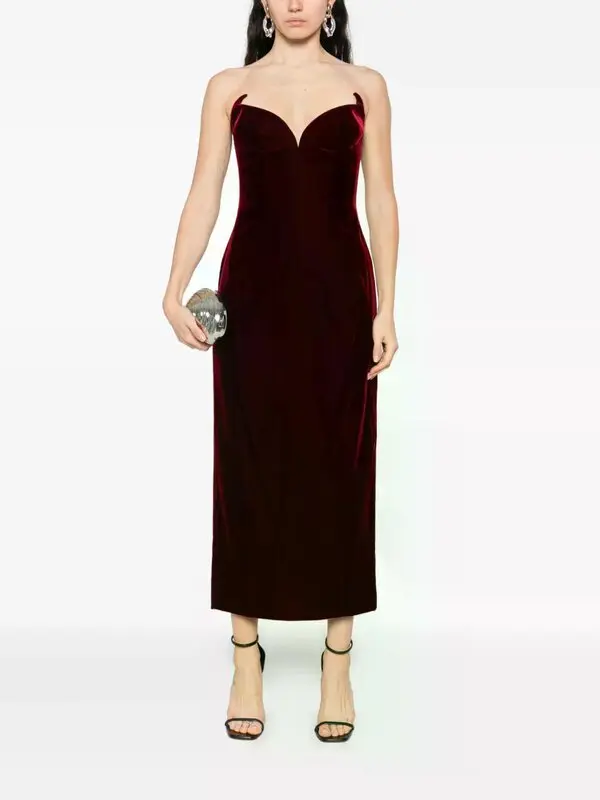 MUGLER Velvet Strapless Midi Dress