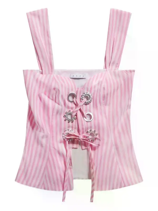 AREA Striped Corset Top - Pink
