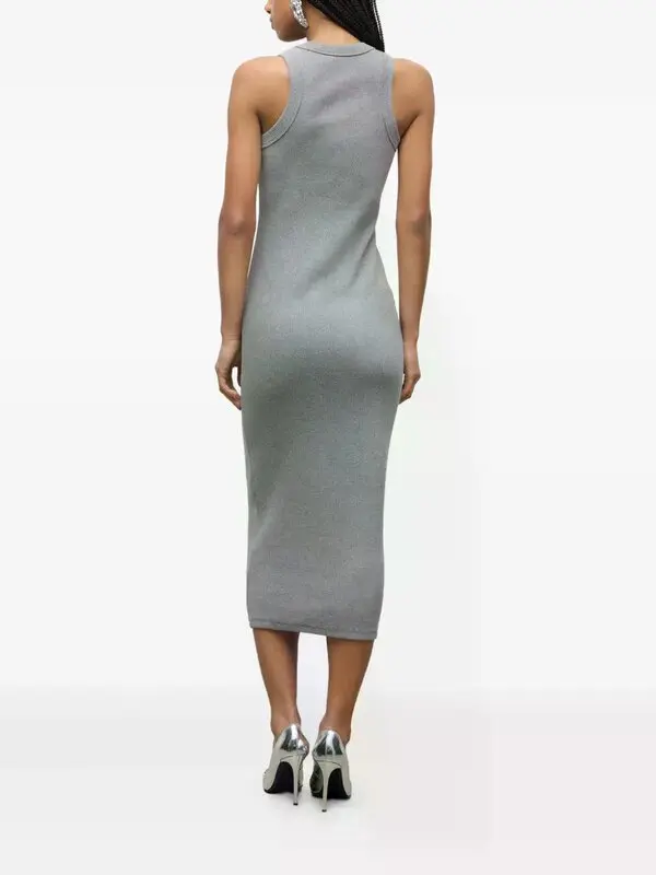 AREA Crystal-embellished Ribbed Midi Dress