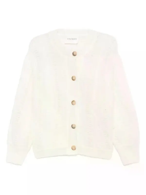 Closed Open Knit Crew Neck Cardigan - Neutrals