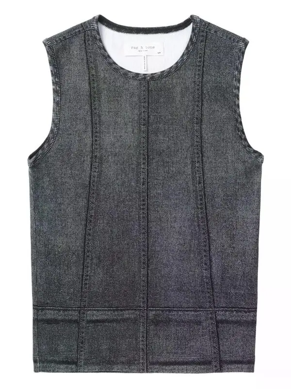 Rag & Bone Panelled Denim Print Tank Top