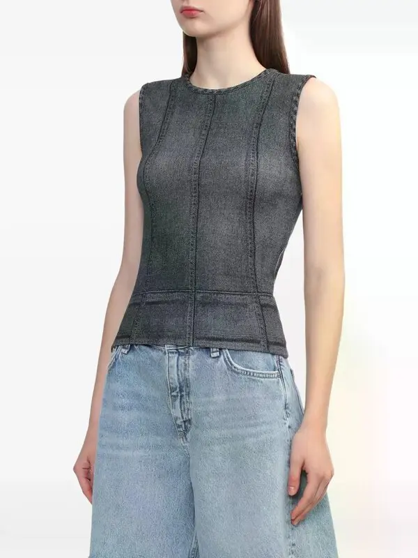 Rag & Bone Panelled Denim Print Tank Top