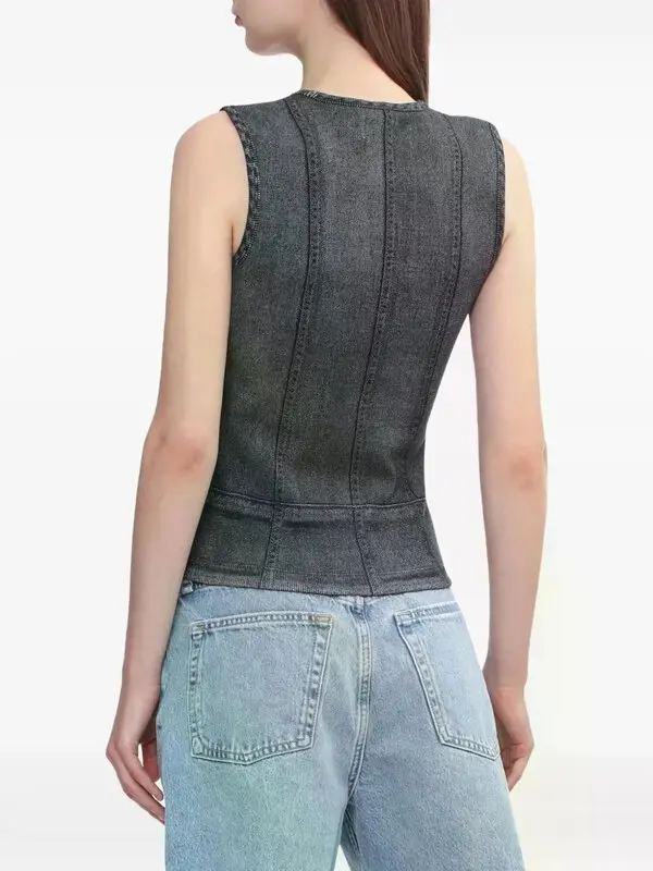 Rag & Bone Panelled Denim Print Tank Top