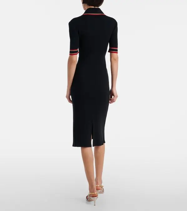 Alessandra Rich Ribbed Virgin Wool Polo Dress