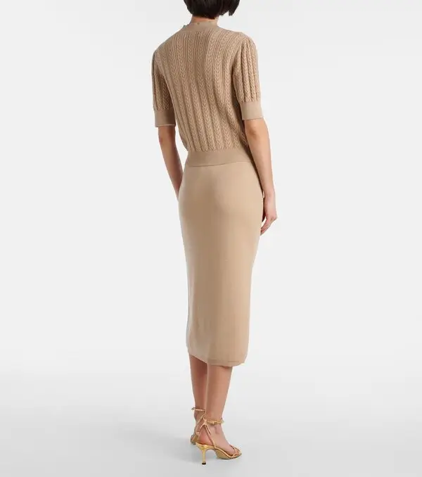Alessandra Rich Pointelle Cotton And Cashmere Cardigan