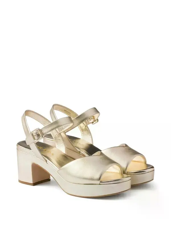 Prada Nappa Leather Platform Sandals - Gold