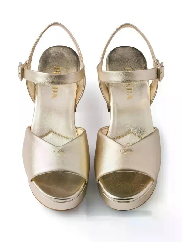 Prada Nappa Leather Platform Sandals - Gold
