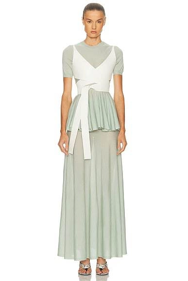 Alaïa Peplum Top In Sage - Vert Amande
