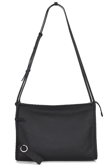 Bottega Veneta Moony Calf Corriere Messenger Bag - Black & Silver