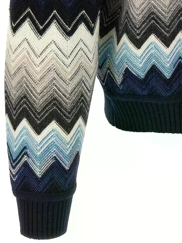Missoni Zigzag Pattern Crew Neck Sweater - Blue